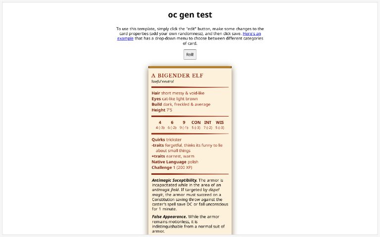 oc gen test ― Perchance Generator