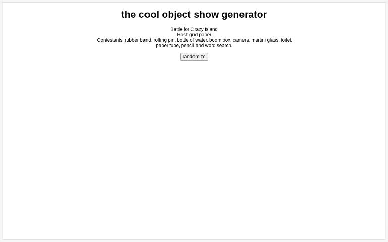 the cool object show generator