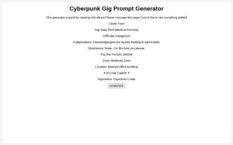 Cyberpunk Gig Prompt Generator