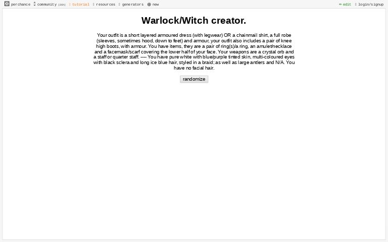 Warlock/Witch creator. ― Perchance Generator
