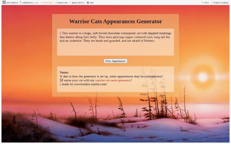 Warrior Cats Appearances Generator