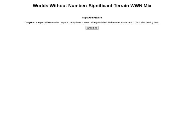 Worlds Without Number: Significant Terrain WWN Mix ― Perchance Generator