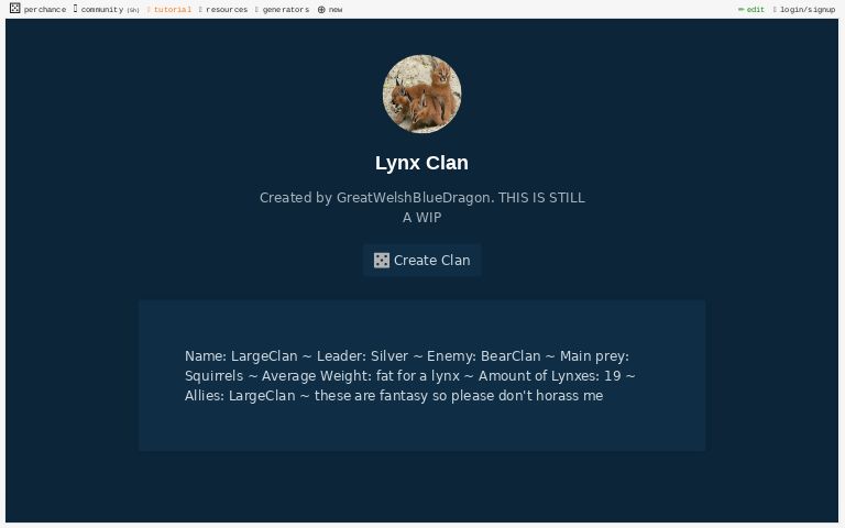 Lynx Clan ― Perchance Generator