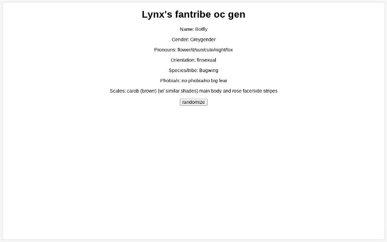 Lynx's fantribe oc gen