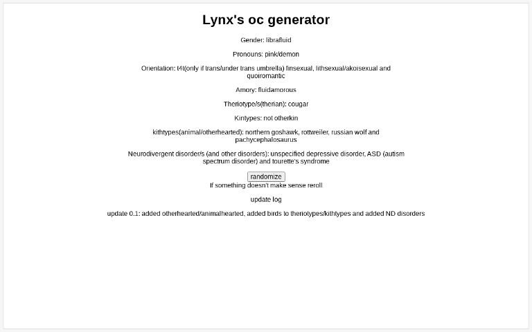 Lynx's oc generator