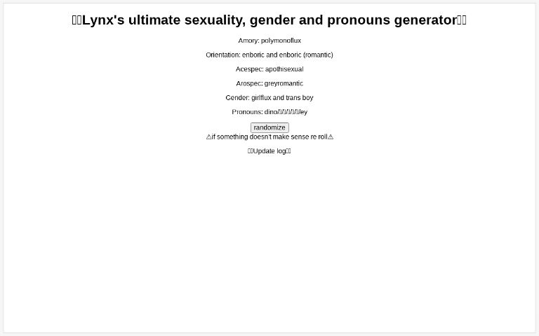 🏳‍🌈lynxs Ultimate Sexuality Gender And Pronouns Generator🏳‍🌈