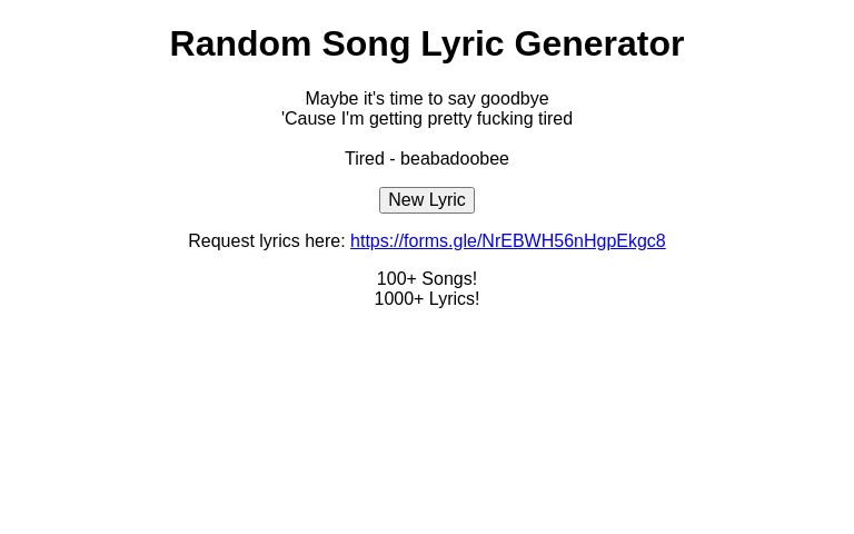 Random Song Lyric Generator