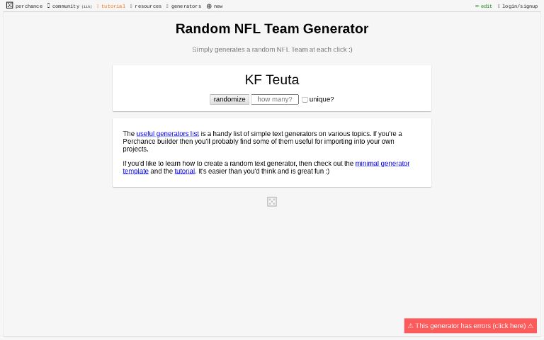 Random NFL Team Generator