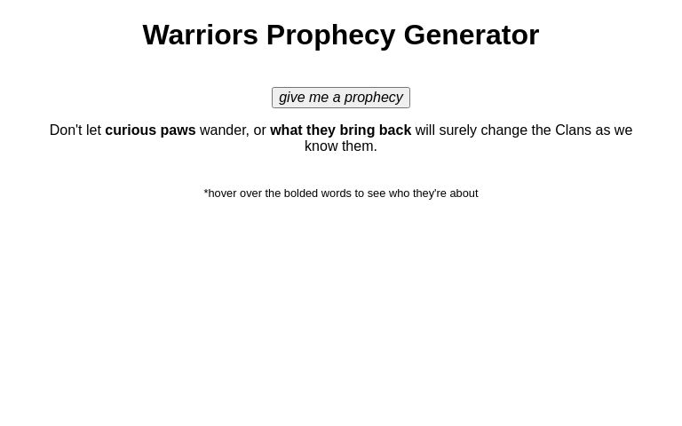Warriors Prophecy Generator