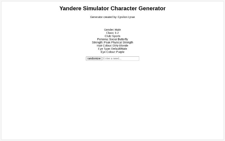 Yandere Simulator Character Generator