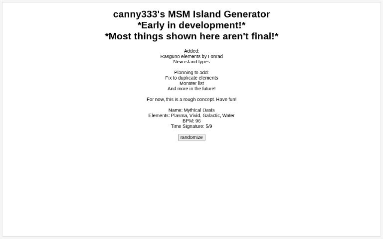 canny333's MSM Island Generator*Early in development!**Most things ...