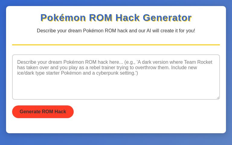 Your Custom ROM Hack ― Perchance Generator