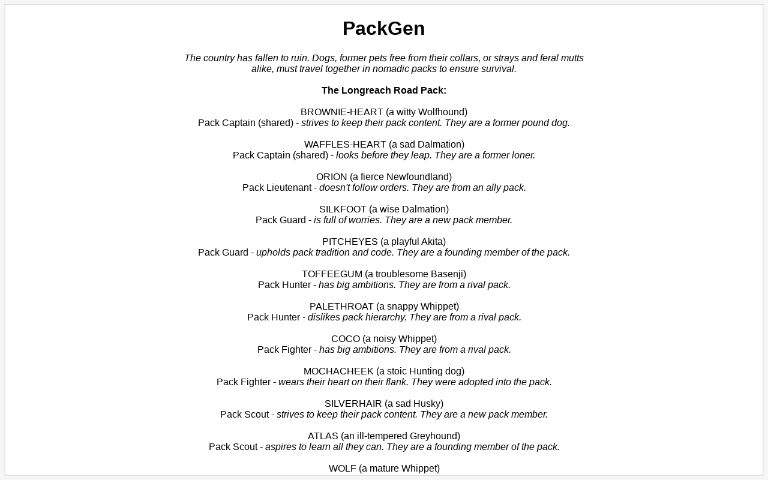 PackGen ― Perchance Generator