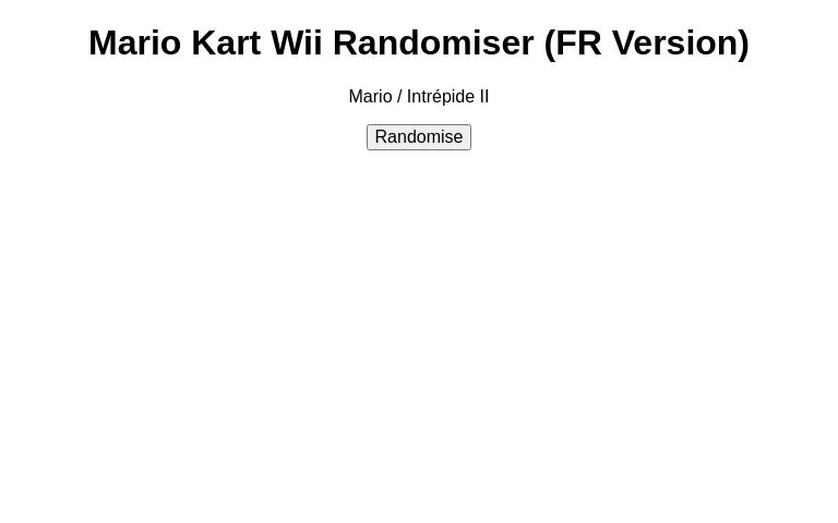 Mario Kart Wii Randomiser (FR Version) ― Perchance Generator