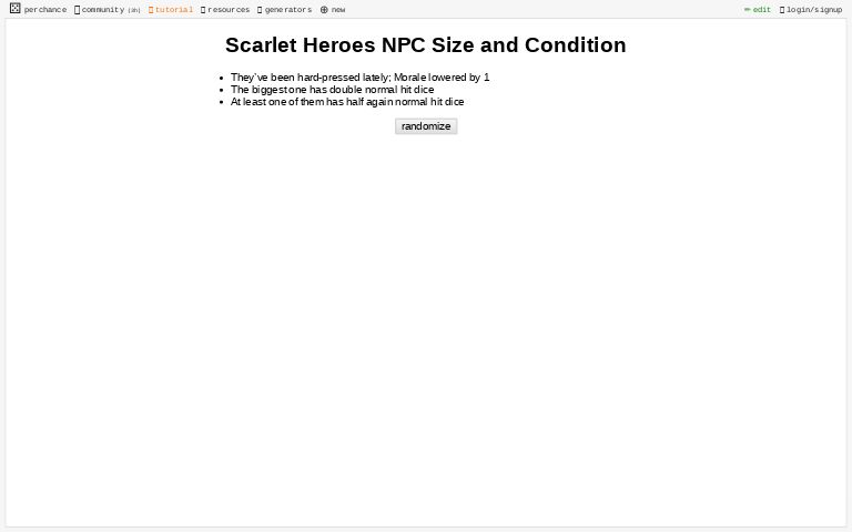 Scarlet Heroes NPC Size and Condition ― Perchance Generator