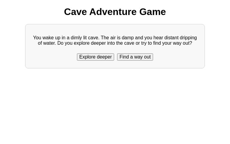 Cave Adventure Game ― Perchance Generator
