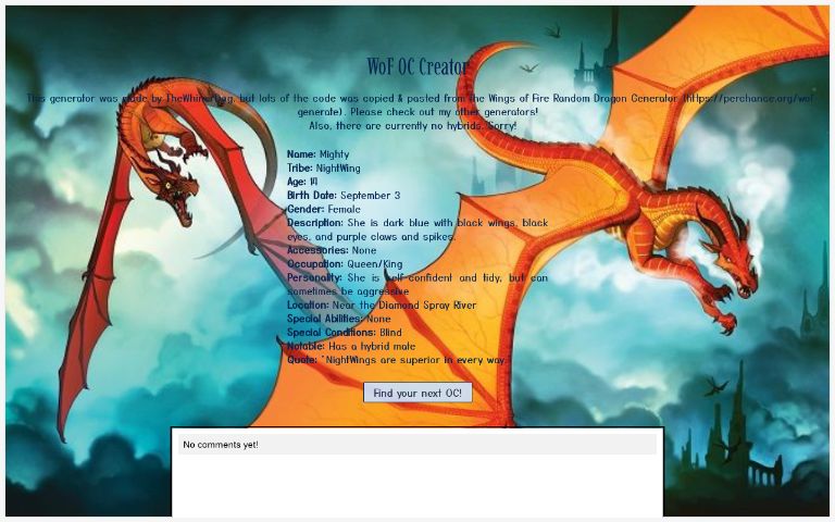 WoF OC Creator ― Perchance Generator