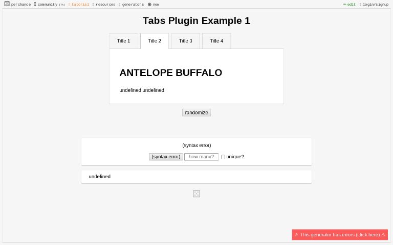 Tabs Plugin Example 1