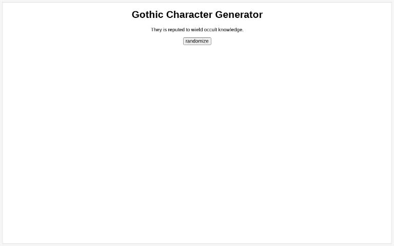 Gothic Character Generator
