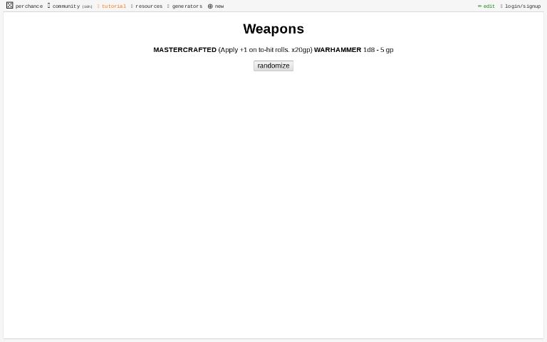 Weapons ― Perchance Generator