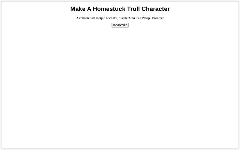 Make A Homestuck Troll Character ― Perchance Generator