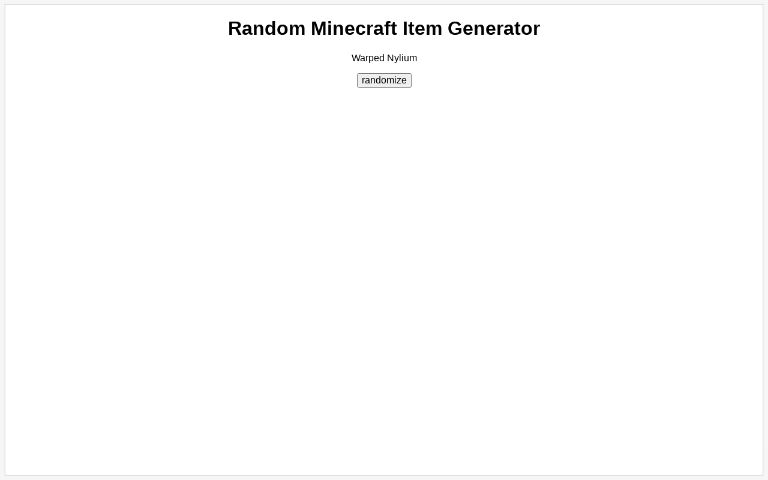 Random Minecraft Item Generator