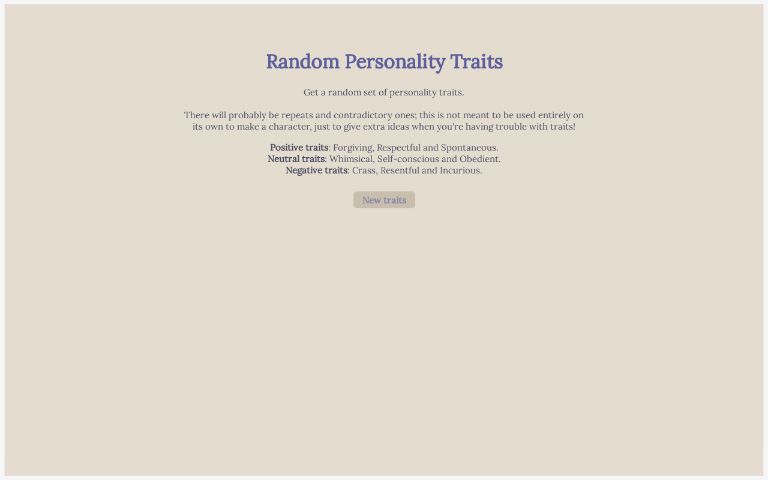 Random Personality Traits ― Perchance Generator