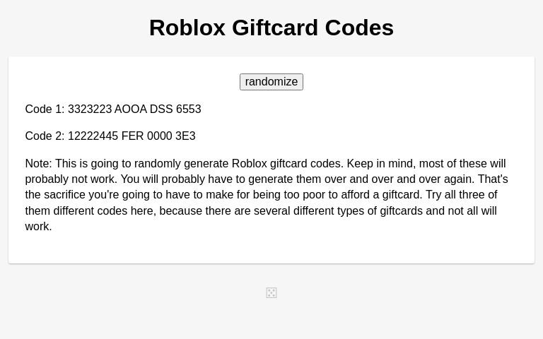 Roblox Giftcard Codes ― Perchance Generator