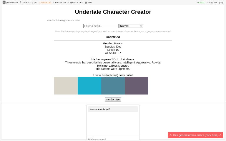Undertale Character Creator ― Perchance Generator