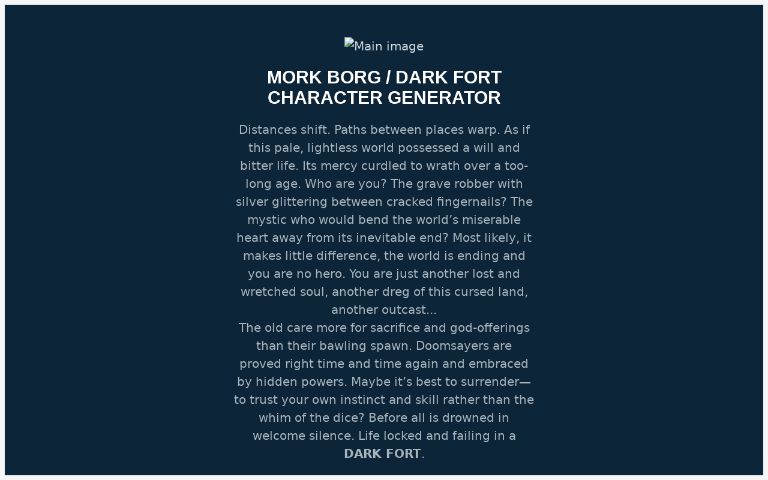 MORK BORG / DARK FORT CHARACTER GENERATOR