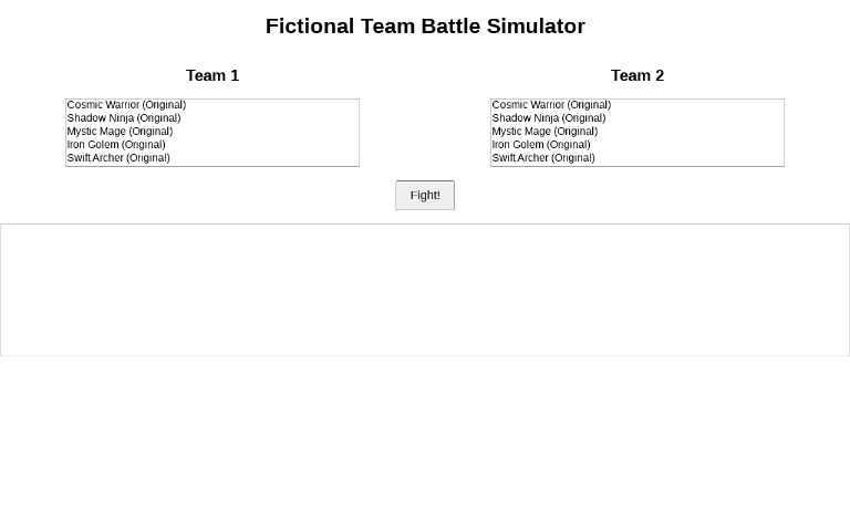 Fictional Team Battle Simulator ― Perchance Generator