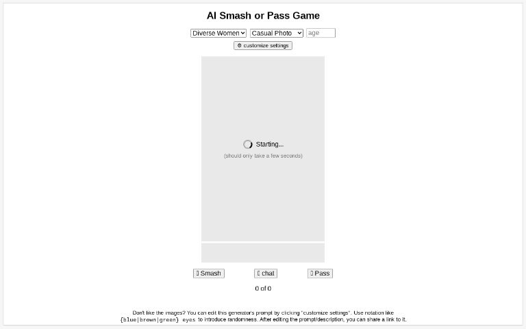 AI Smash or Pass Game ― Perchance Generator