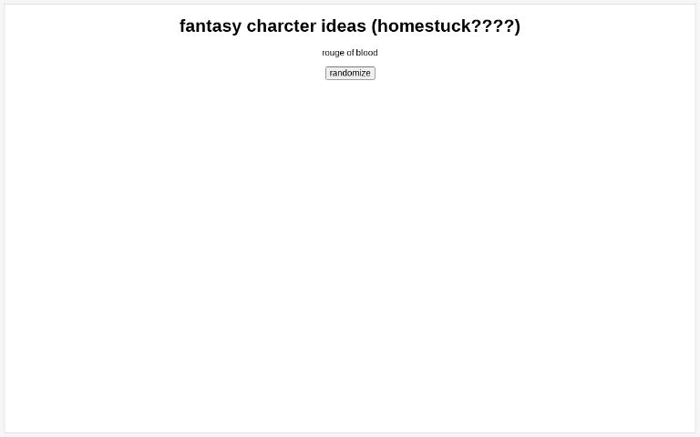 fantasy charcter ideas (homestuck????) ― Perchance Generator