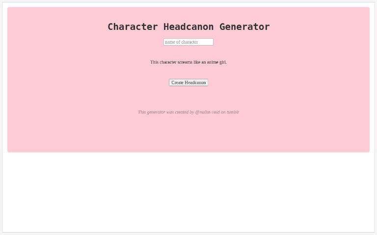 Character Headcanon Generator