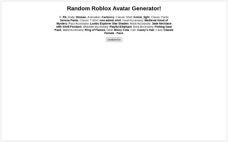 Random Roblox Avatar Generator!
