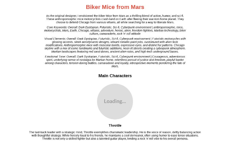 Biker Mice from Mars ― Perchance Generator