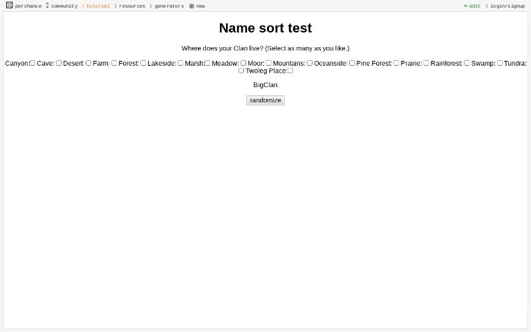 Name sort test ― Perchance Generator