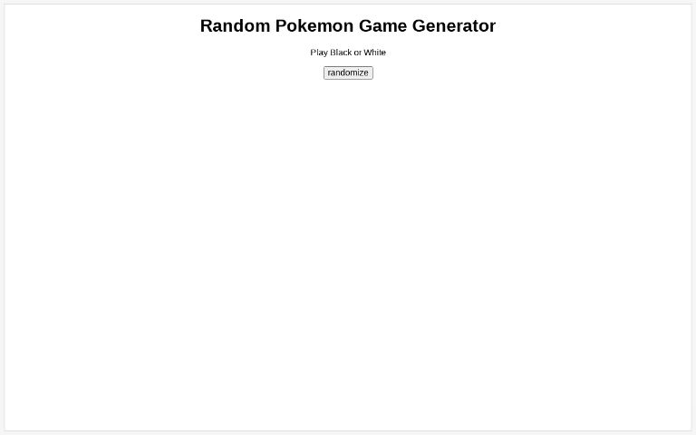 Random Pokemon Game Generator