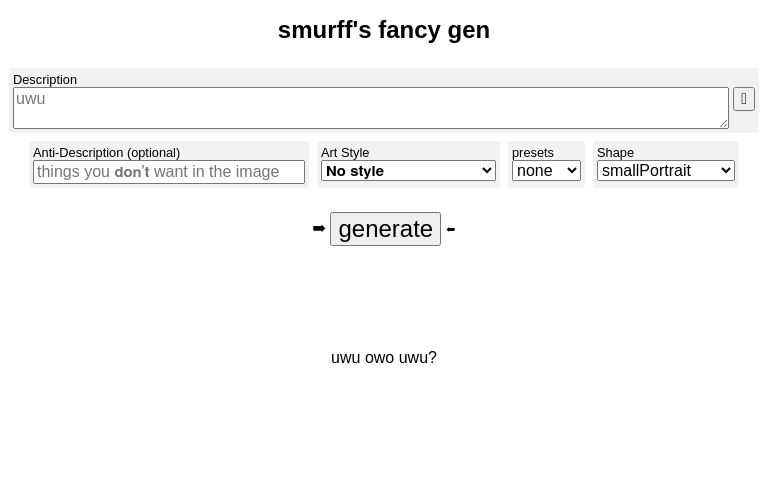 smurff's fancy gen ― Perchance Generator