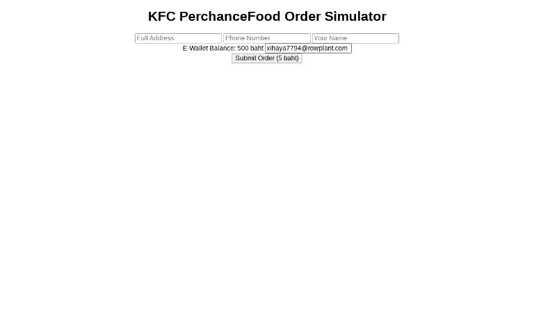 KFC PerchanceFood Order Simulator ― Perchance Generator