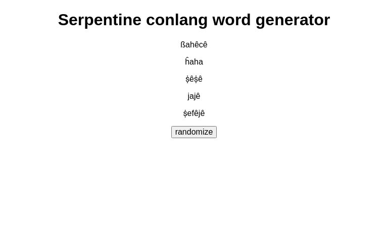 Serpentine conlang word generator