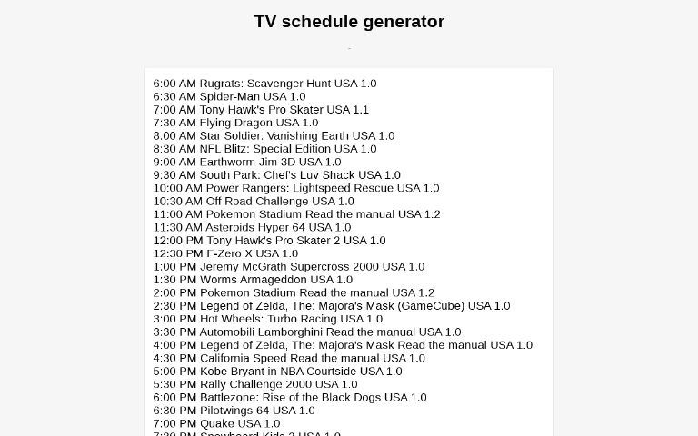 TV schedule generator