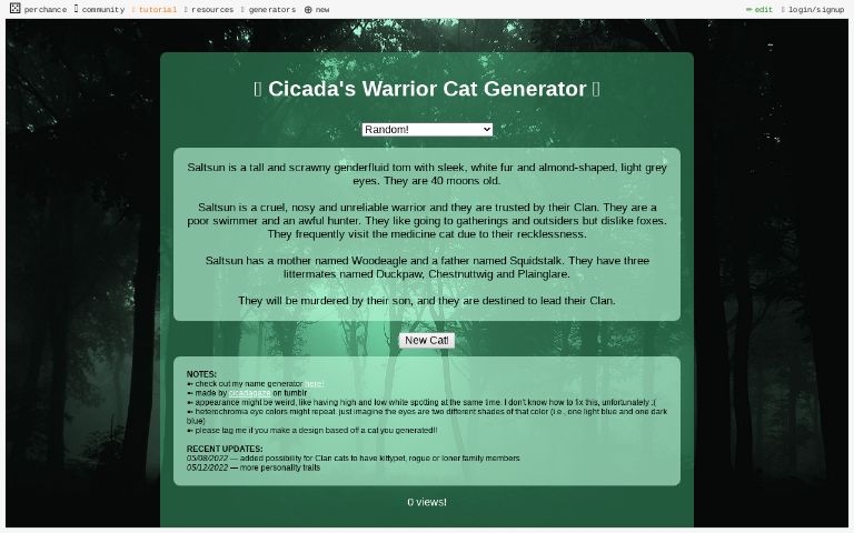 🕸 Cicada's Warrior Cat Generator 🕸