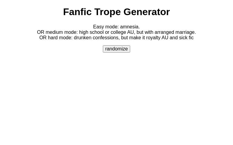 Fanfic Trope Generator
