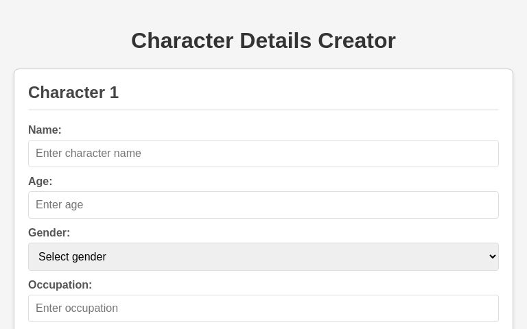 Character Details Creator ― Perchance Generator