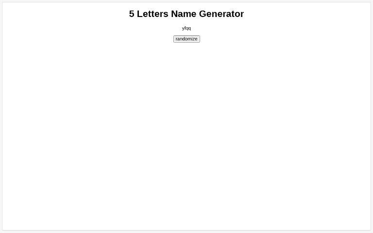 5 Letters Name Generator