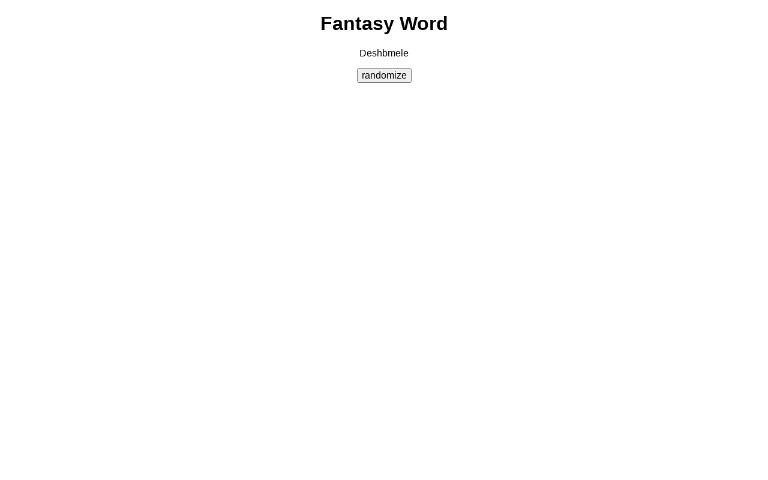 Fantasy Word ― Perchance Generator