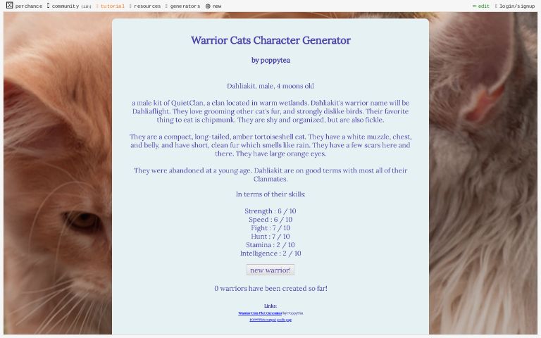 Warrior Cats Character Generator