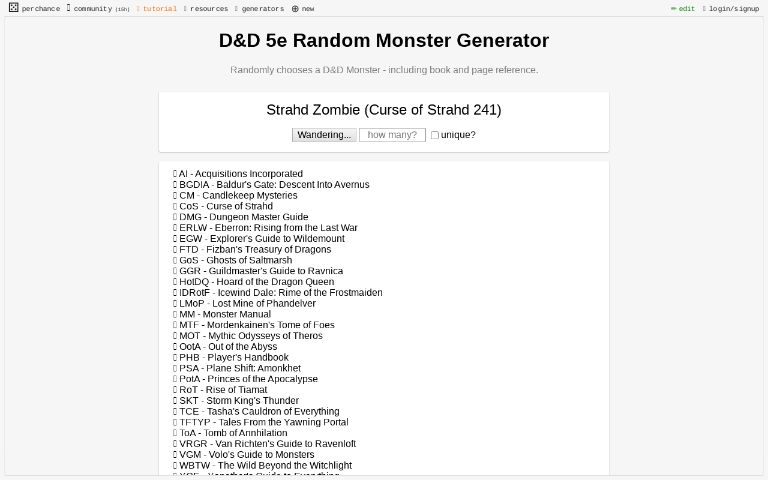 D&D 5e Random Monster Generator