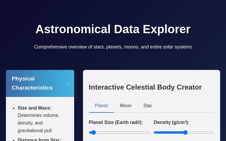 Astronomical Data Explorer ― Perchance Generator